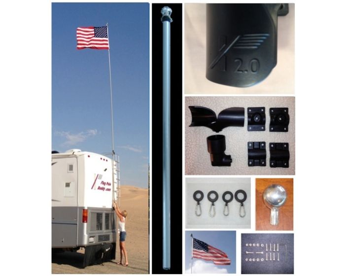 FlagPole Buddy 2.0 Kit (Includes: 22' Telescoping Fiberglass Flagpole ...